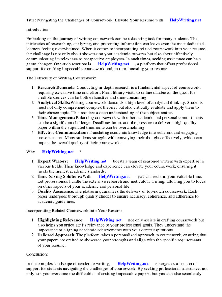 How To Add Related Coursework To Resume | PDF | Résumé | Experience