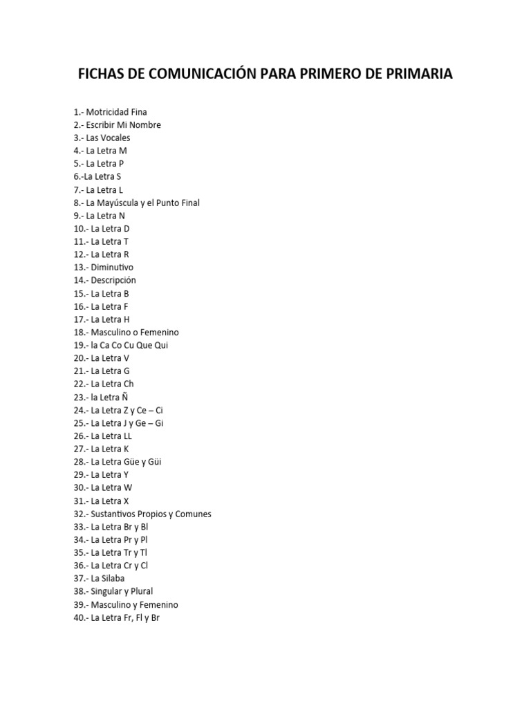 Fichas De Comunicación Para Primero De Primaria Pdf