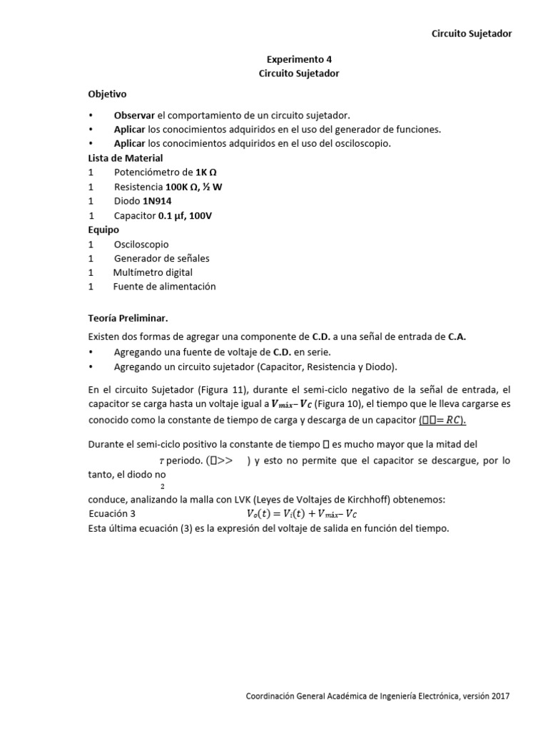 Practica 4 - Circuito Sujetador M | PDF