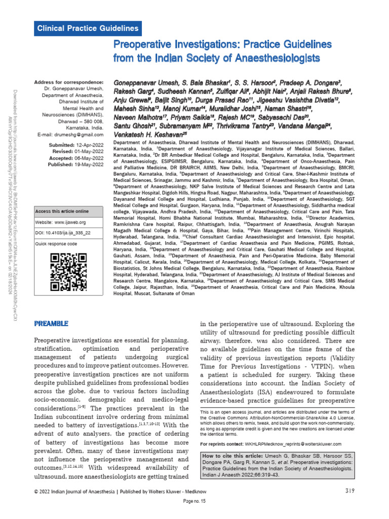Preoperative Investigations Practice Guidelines.2 | PDF | Surgery | Health Care