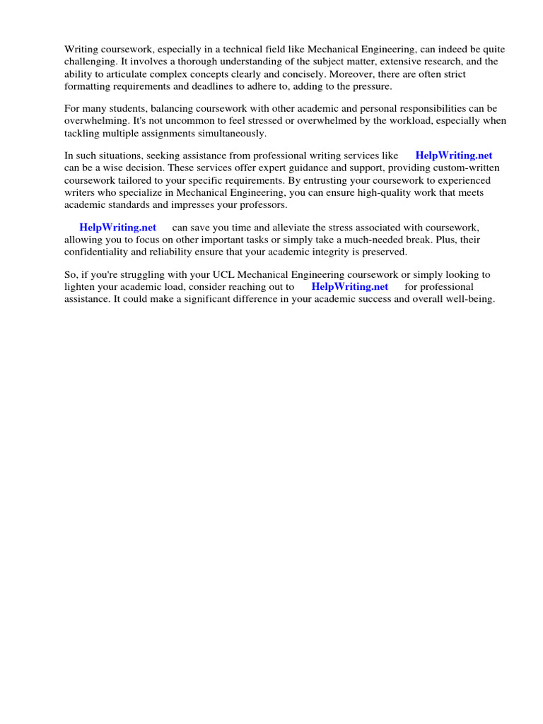 Ucl Coursework Cover Sheet Mechanical Engineering | PDF | Engineering ...