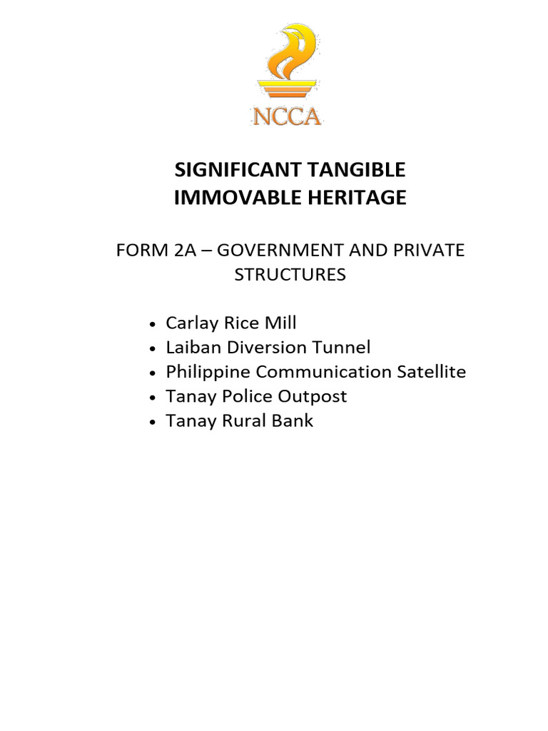 Form 2 Tangible Immovable Heritage | PDF