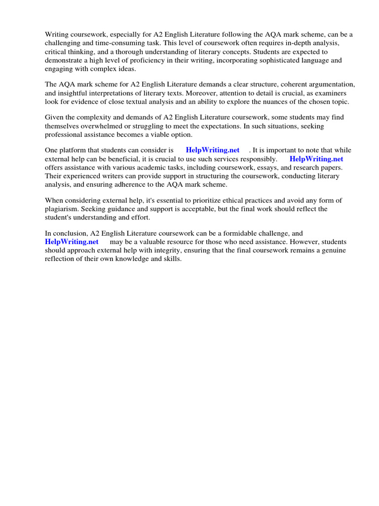 A2 English Literature Coursework Aqa Mark Scheme | PDF | Facebook ...