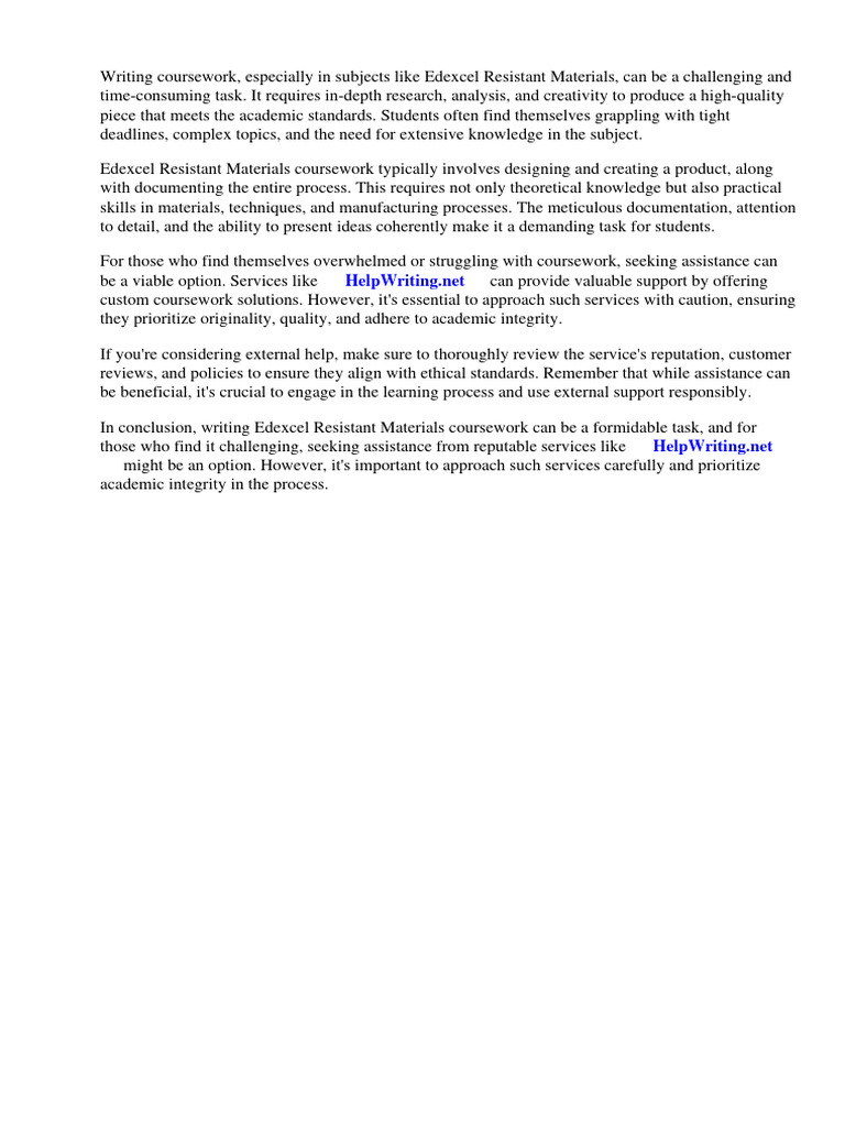 Edexcel Resistant Materials Coursework Examples | PDF | Fiberglass | Textiles