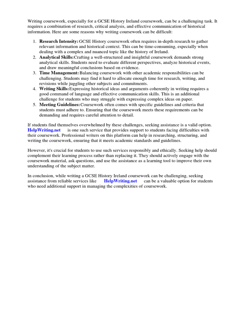 Gcse History Ireland Coursework | PDF
