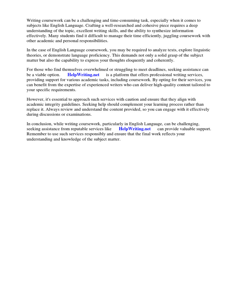 As English Language Coursework Examples | PDF | Linguistics | Essays