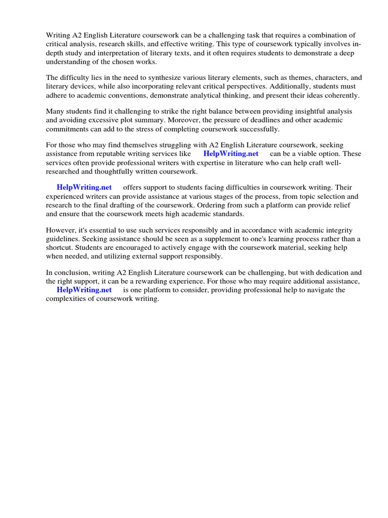 How To Write A2 English Literature Coursework | PDF | Rhetoric ...