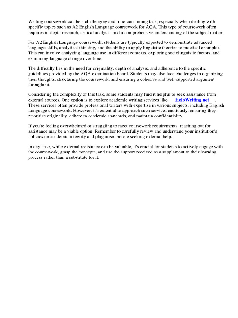 Examples of A2 English Language Coursework Aqa | PDF | English Language ...