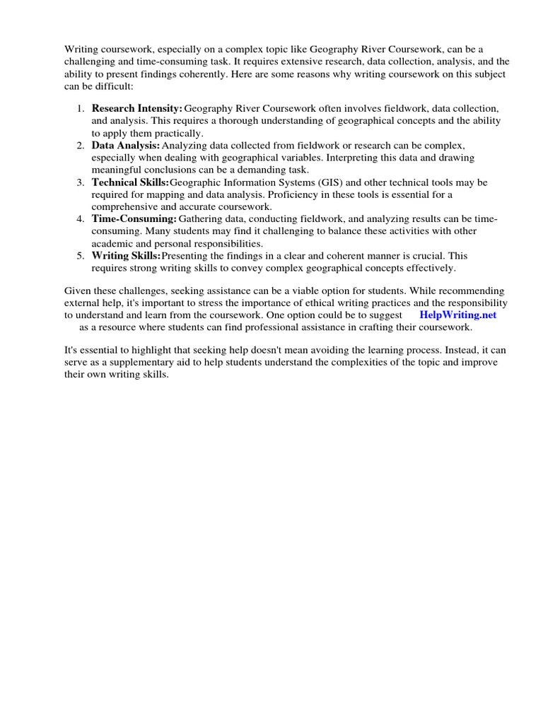 Challenges in Geography River Coursework | PDF | River | Geography