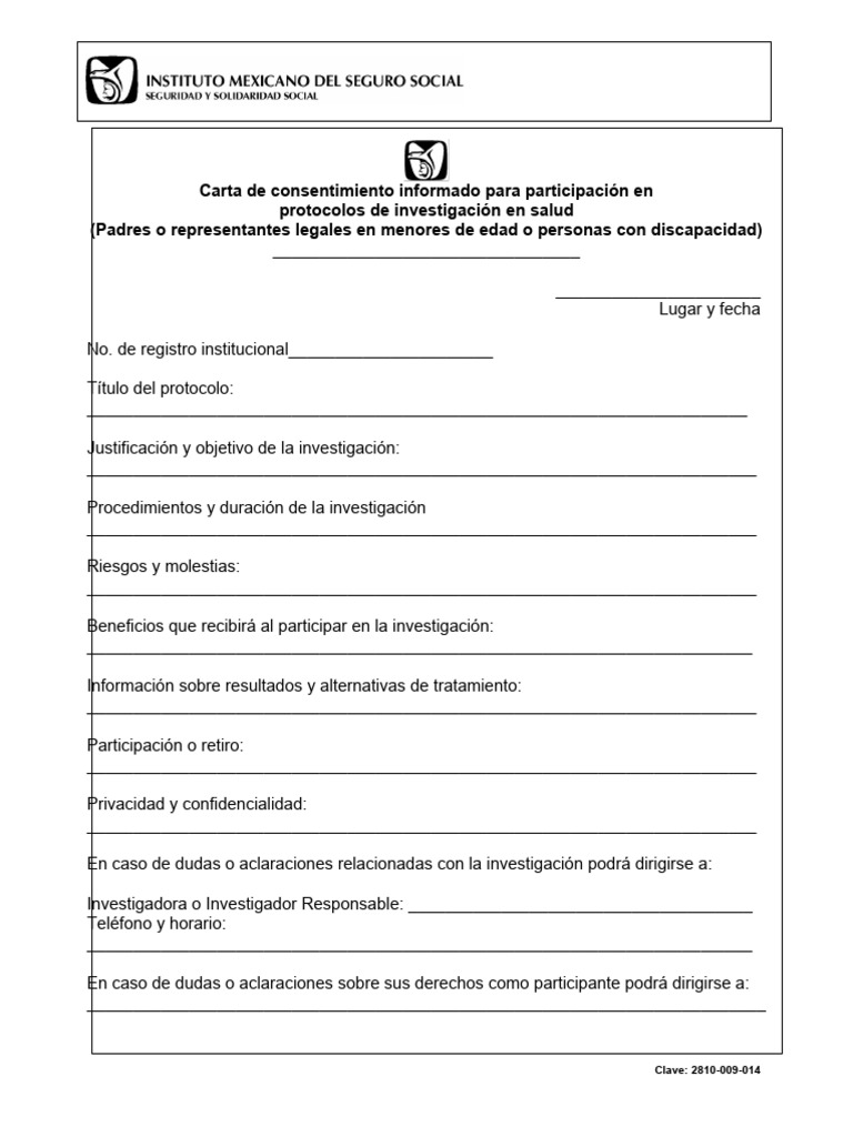 Consentimiento Informado para Niños | PDF