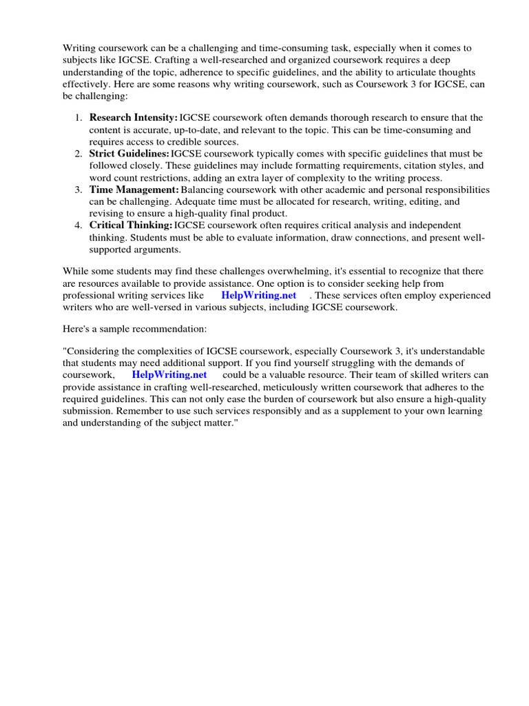 Coursework 3 Igcse | PDF | Thought | Critical Thinking