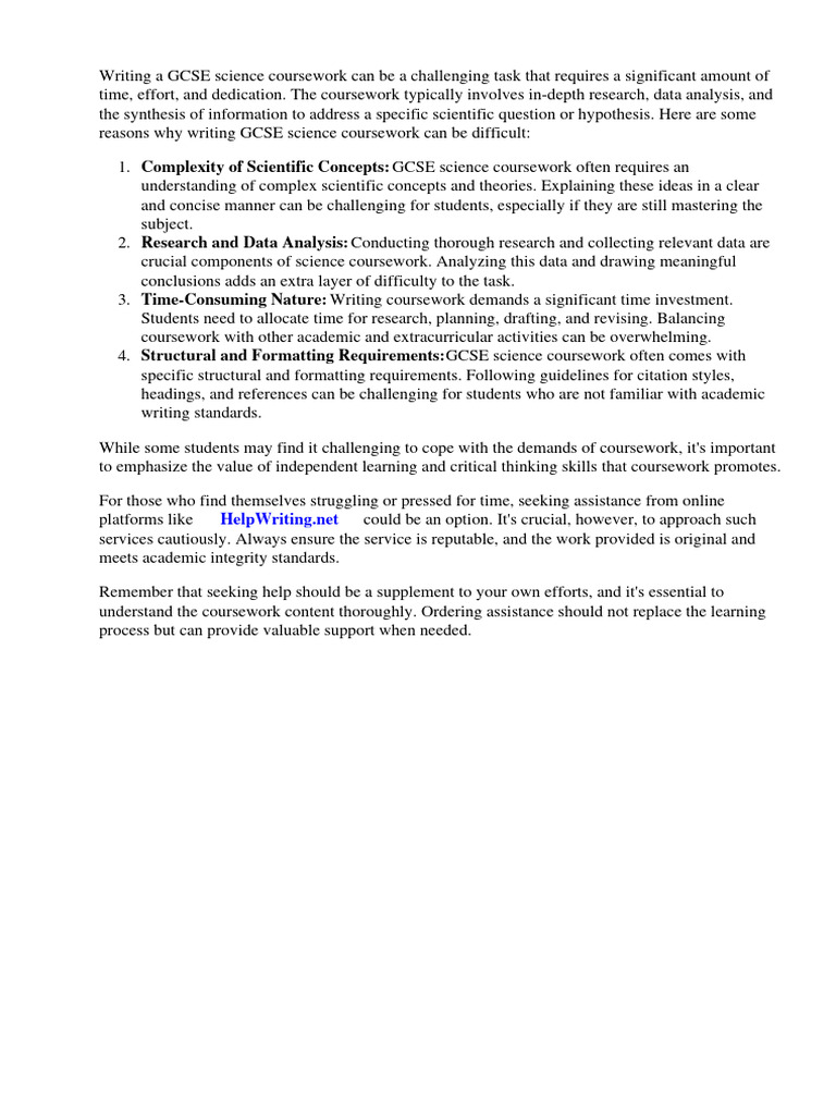 Plan For Gcse Science Coursework Writing | PDF | Science | Data