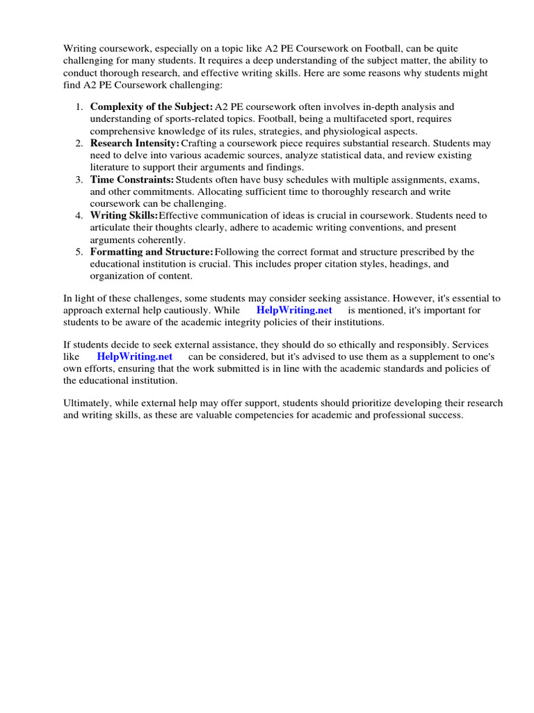 A2 Pe Coursework Football | PDF | Physical Fitness | Association Football