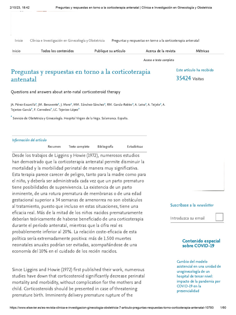 Preguntas y Respuestas en Torno A La Corticoterapia Antenatal | PDF ... Preguntas y Respuestas en Torno A La Corticoterapia Antenatal | PDF ...