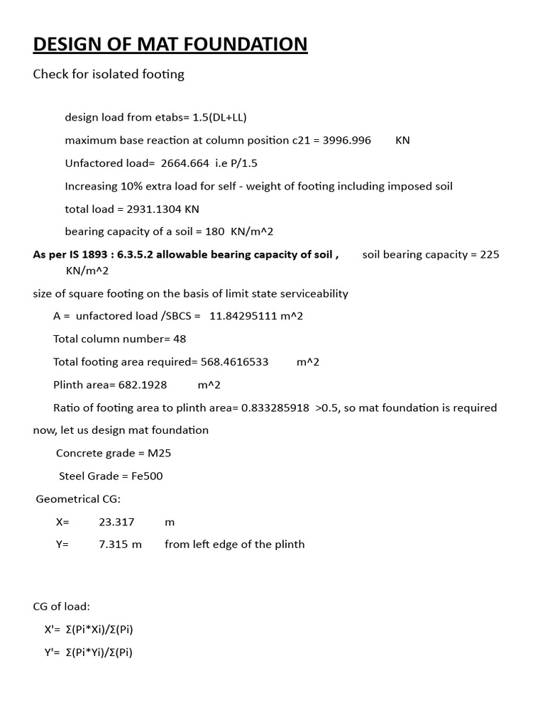 Mat Foundation Design Calculations | PDF | Physical Sciences | Building ...
