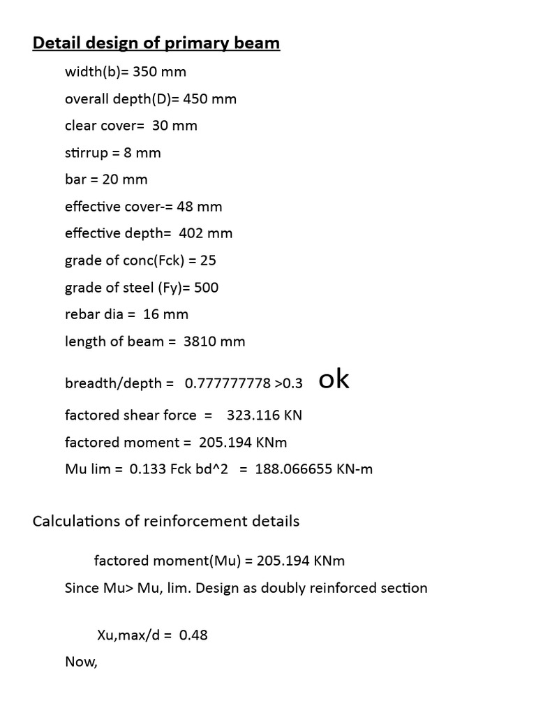 Detail Design of Primary Beam | PDF | Physical Sciences | Continuum ...