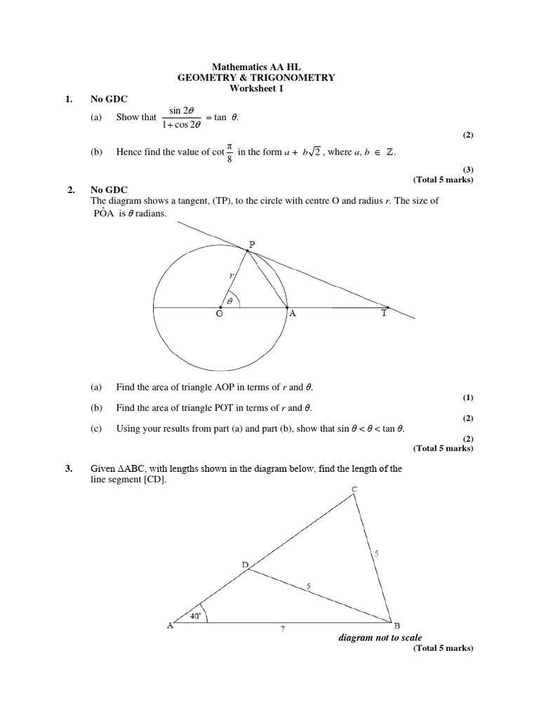 Geometry & Trigonometry AA HL W1 | PDF | Trigonometric Functions | Trigonometry