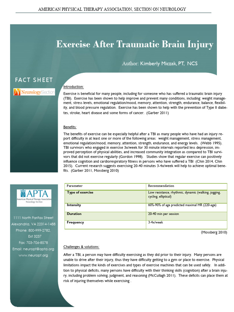 Exercise After Tbi | PDF | Traumatic Brain Injury | Physical Fitness