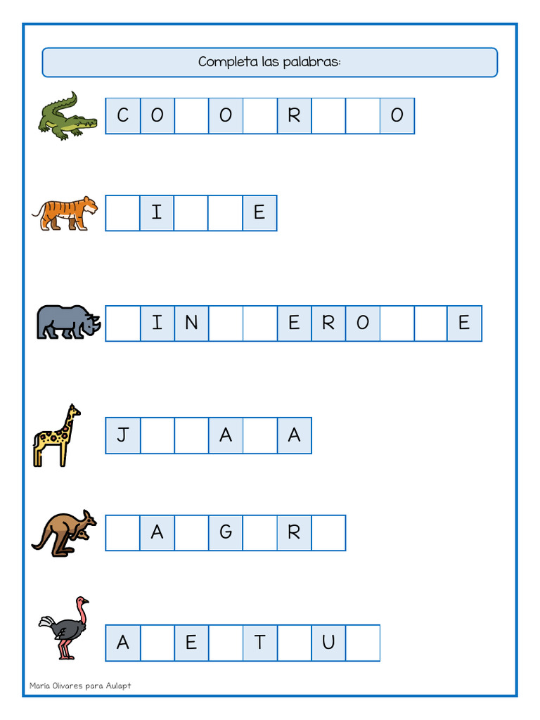 Lectoescritura Animales Salvajes | PDF