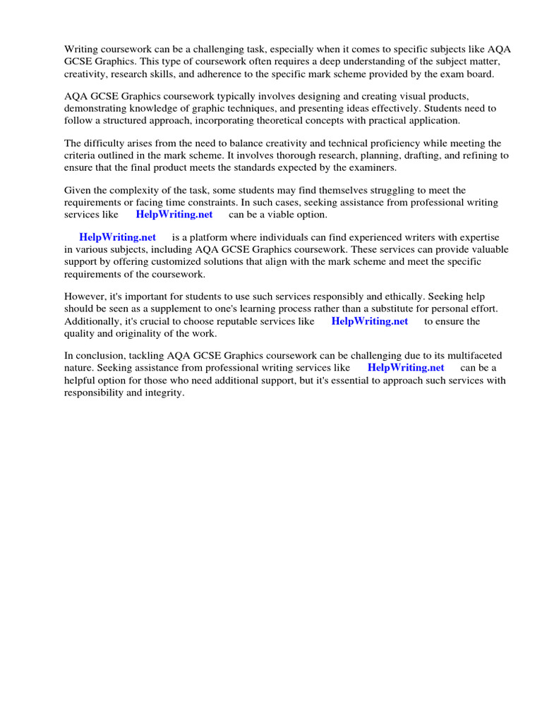 Aqa Gcse Graphics Coursework Mark Scheme | PDF | Learning Aqa Gcse Graphics Coursework Mark Scheme | PDF | Learning