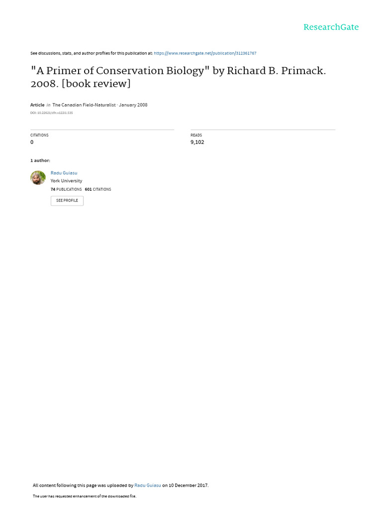A Primer of Conservation Biology by Richard B Prim | PDF | Species