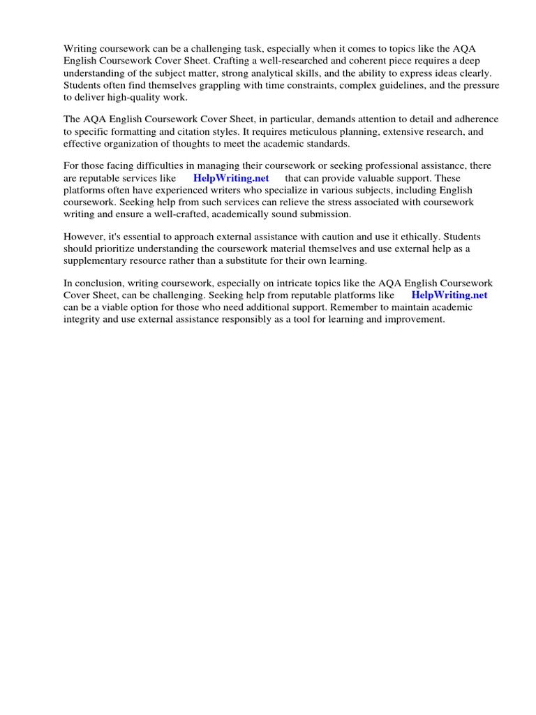 AQA English Coursework Guide | PDF | Linked In | Facebook
