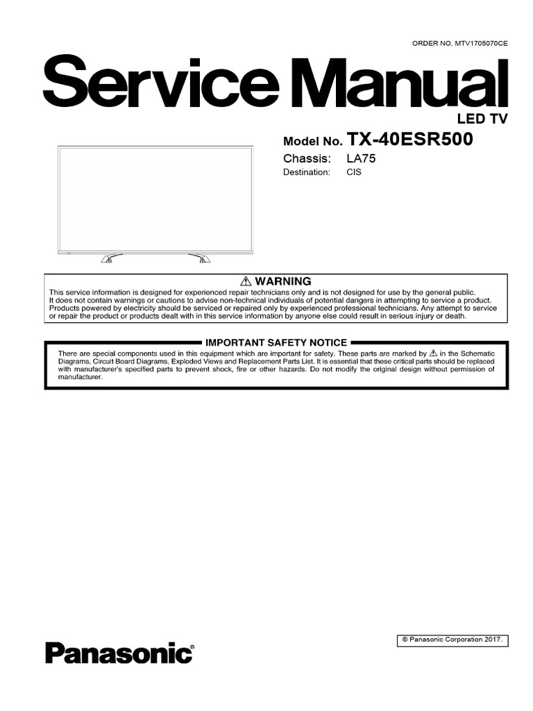 Panasonic TX-40ESR500 LA75 | PDF | Electrostatic Discharge | Soldering