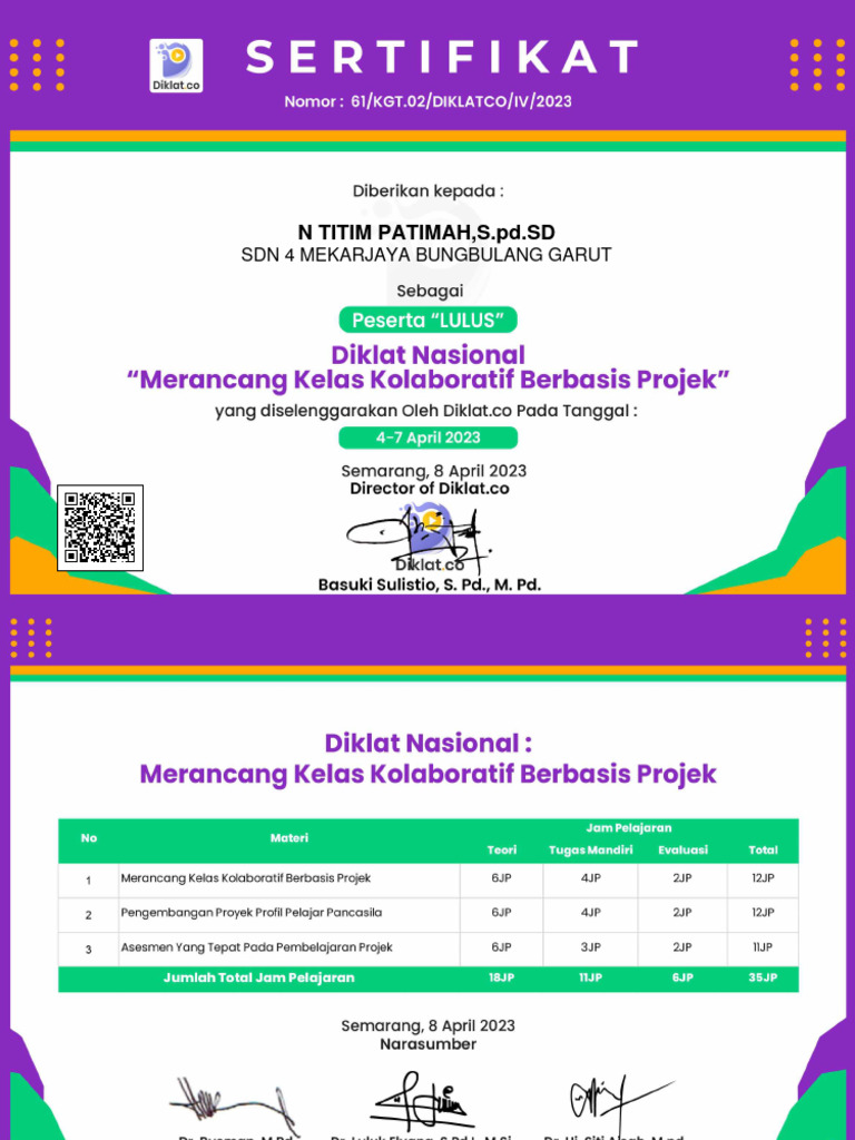 Sertifikat Pelatihan Guru | PDF