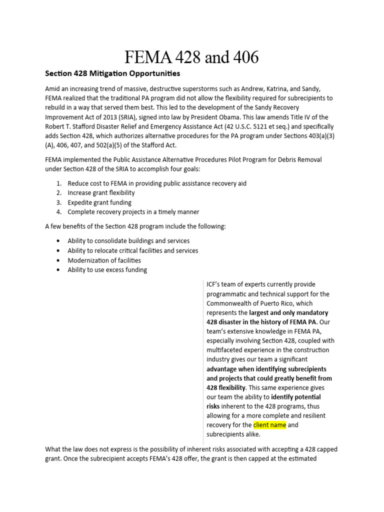 FEMA 428 and 406 Summaries | Download Free PDF | Federal Emergency ...