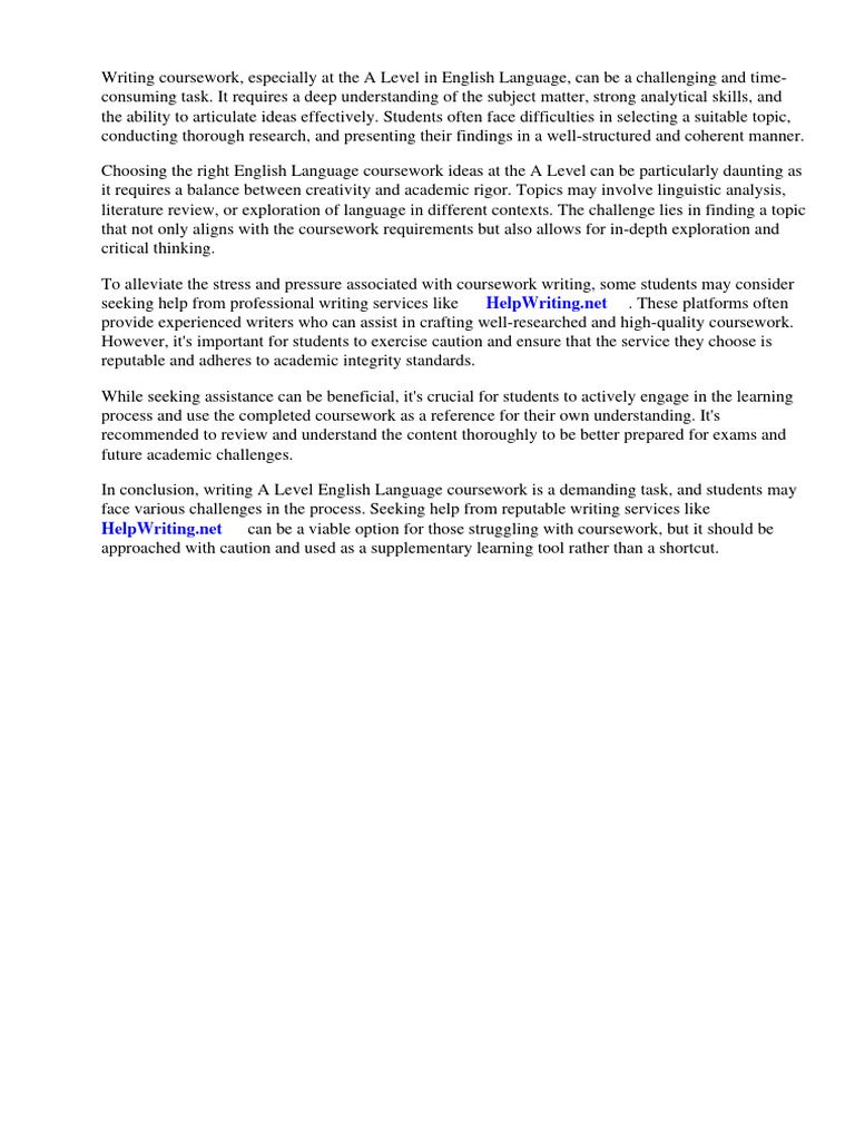 English Language Coursework Ideas A Level | PDF | Essays | English Language