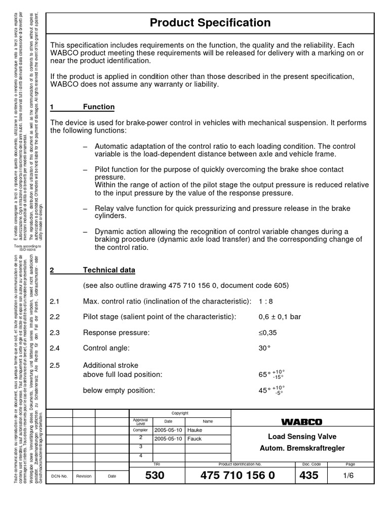 Product Specification: 1 Function | PDF | Mechanical Engineering | Vehicles
