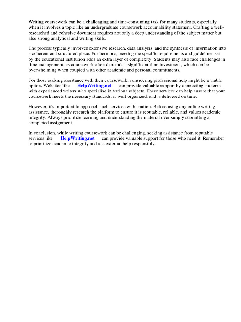 Undergraduate Coursework Accountability Statement | PDF ...