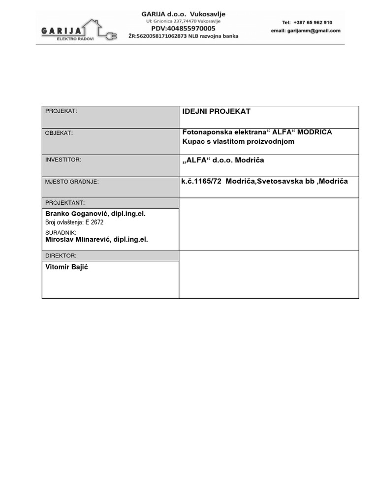 Idejni Projekat Komplet | PDF