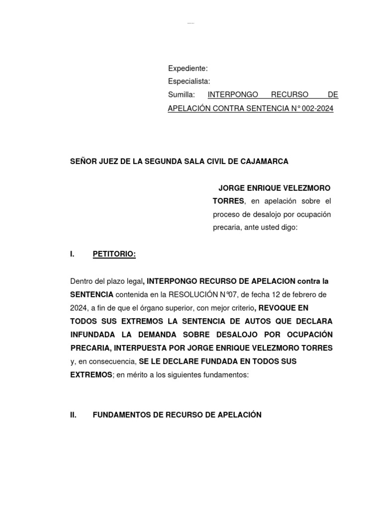 Apelación Sentencia | PDF | Apelación | Sentencia (ley)