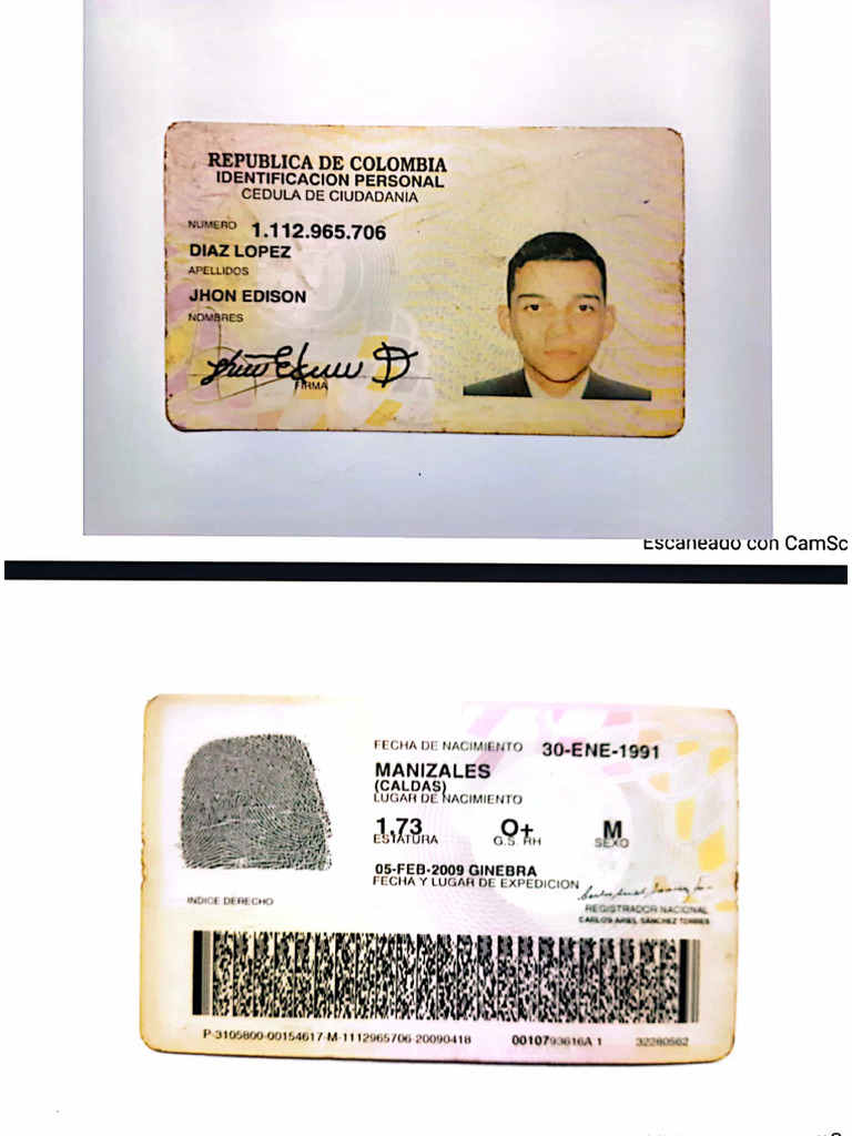 Cedula Jhon Diaz | PDF