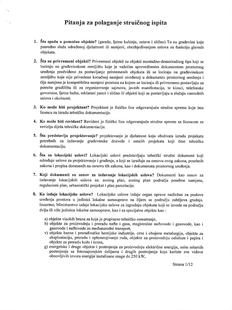 Pitanja Za Polaganje Strucnog Ispita | PDF