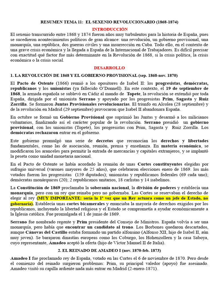 U11 Sex Rev Resumen Pdf España Política De España