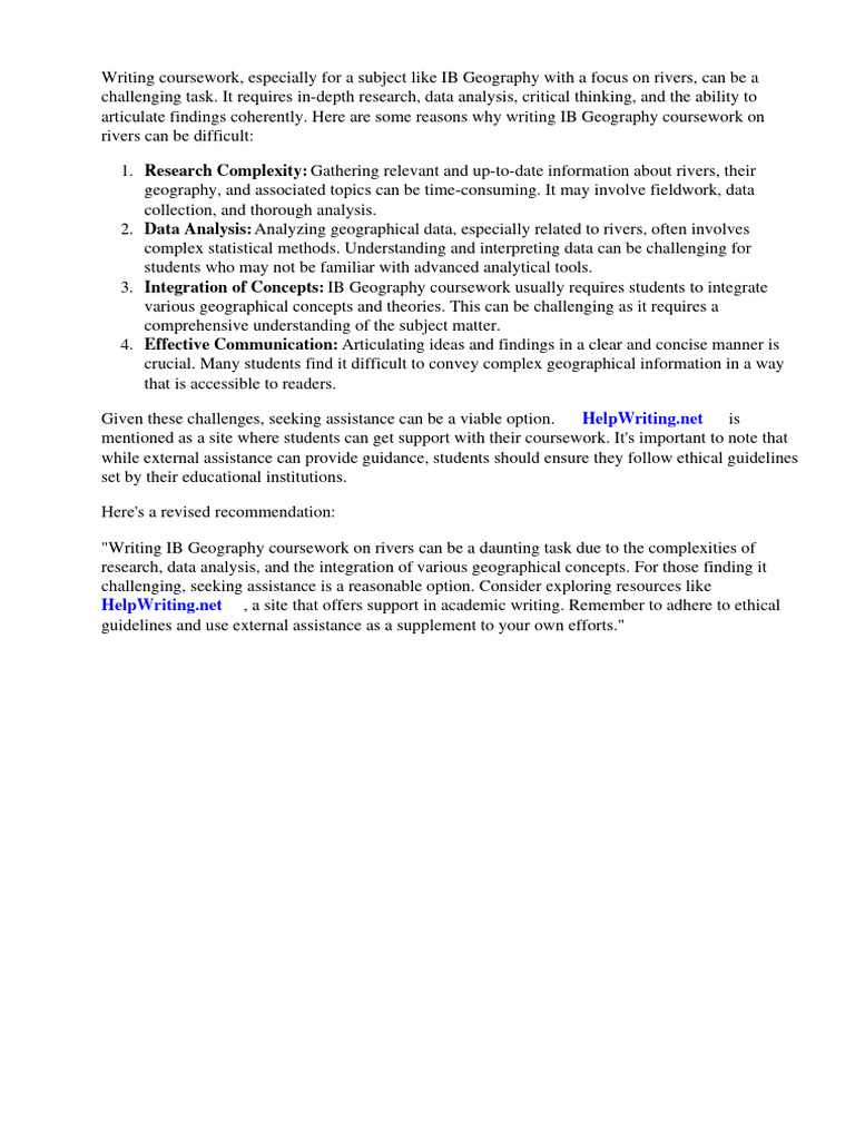 Ib Geography Coursework Rivers | PDF | River | Geography