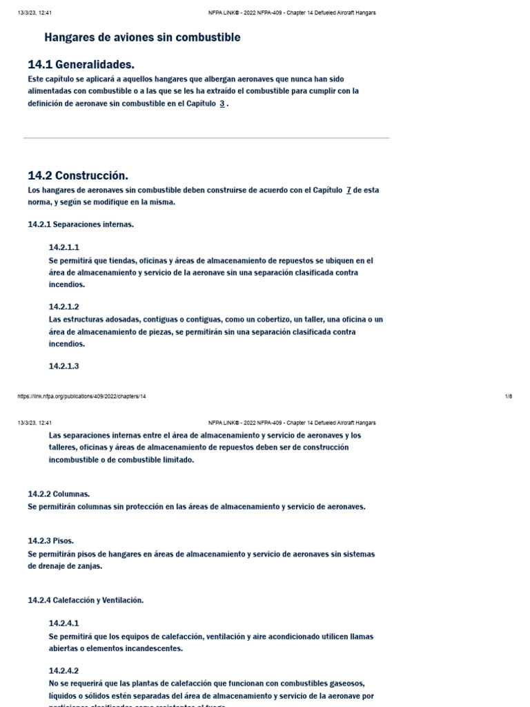 NFPA LiNK® - 2022 NFPA-409 - Chapter 14 Defueled Aircraft Hangars | PDF ...