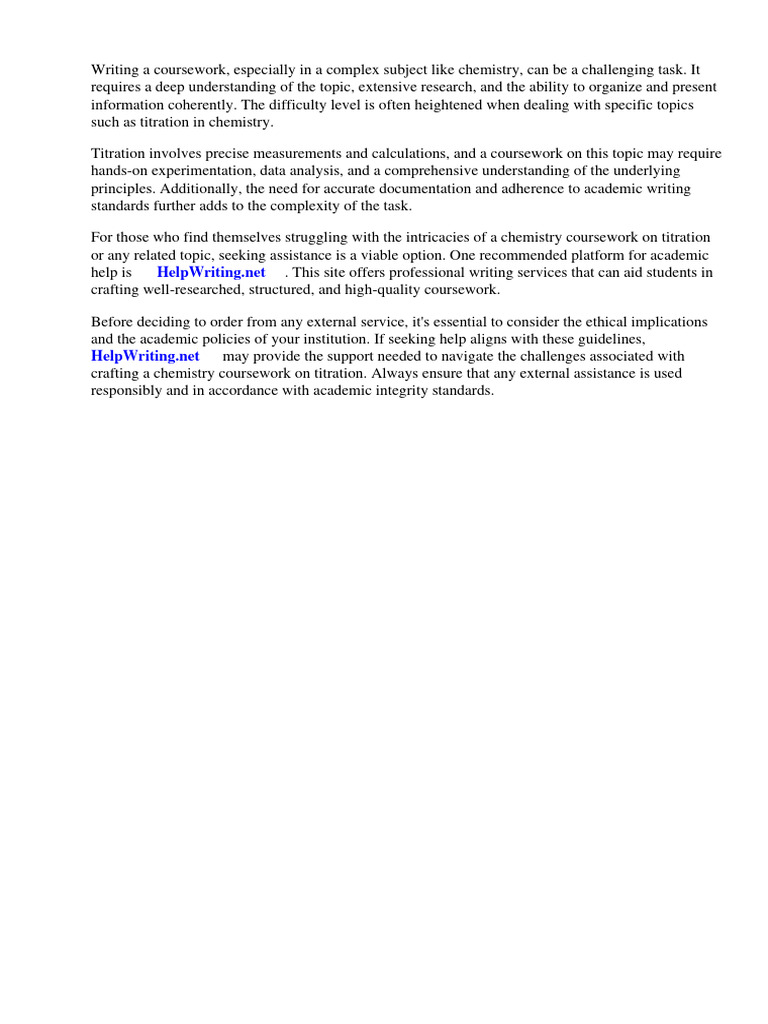 Chemistry Coursework Titration | PDF | Titration | Chemistry