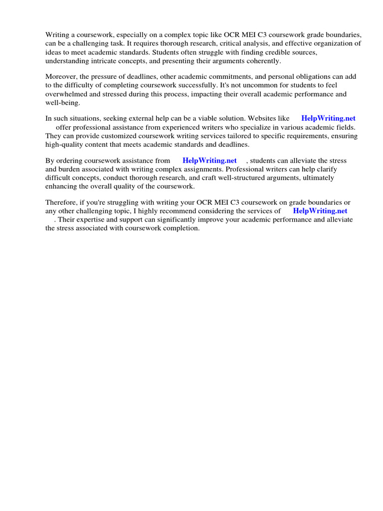 Ocr Mei c3 Coursework Grade Boundaries | PDF | Gce Advanced Level ...