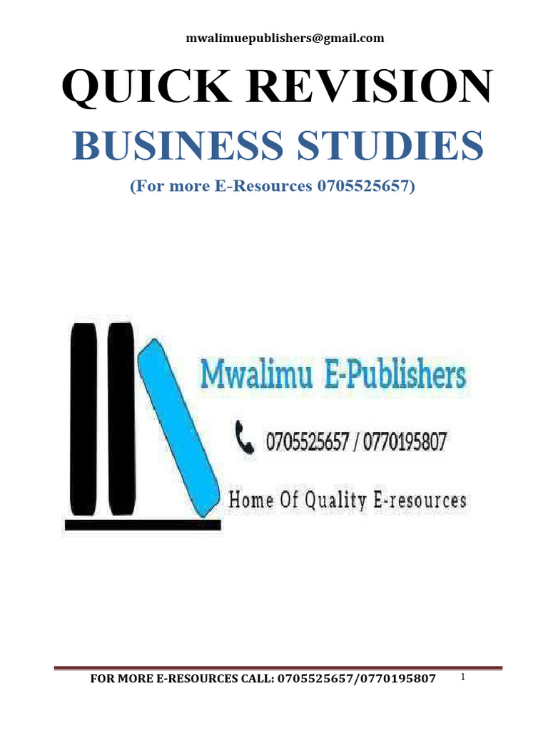 Business Quick Revision | PDF | Cost Of Living | Entrepreneurship