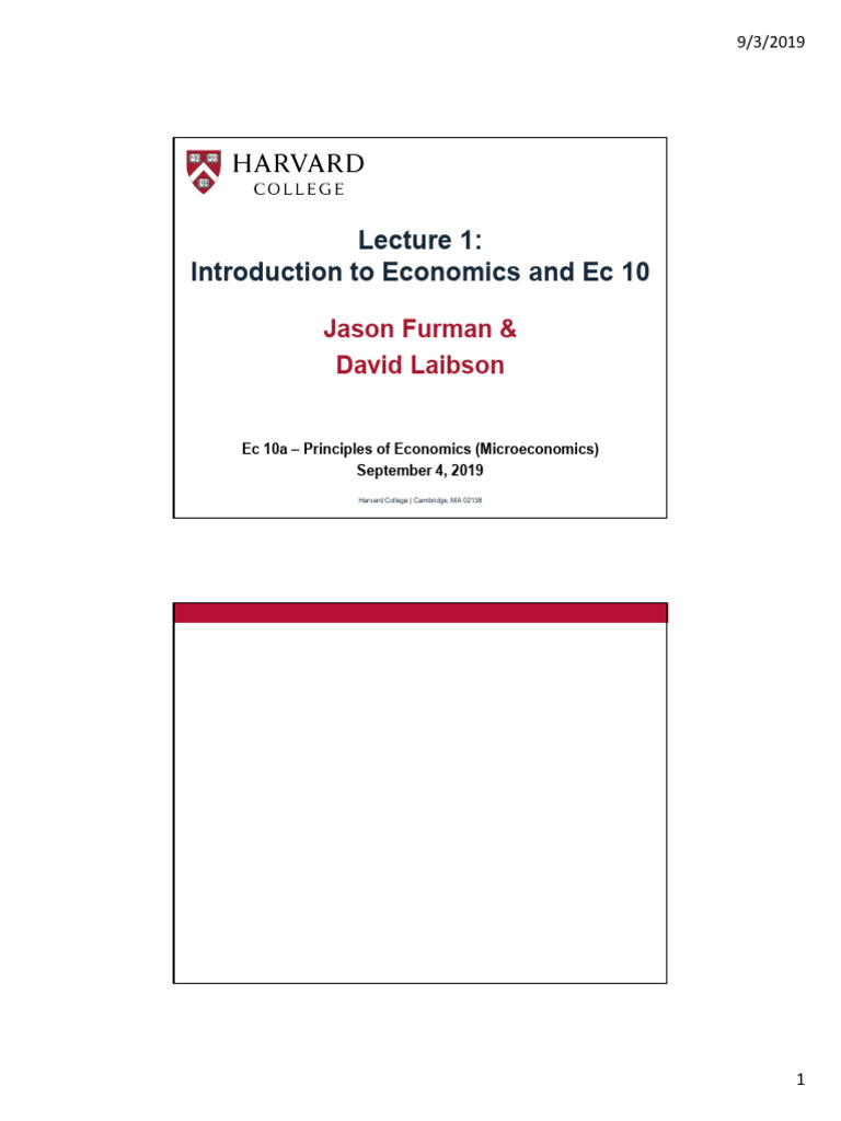 Lecture 1 Introduction To Economics and Ec 10 | PDF | Economics | Taxes