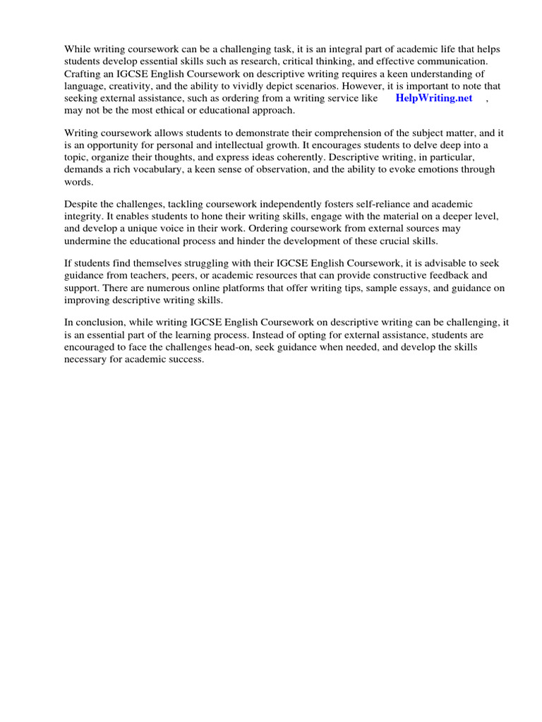 Igcse English Coursework Descriptive Writing Pdf Essays Experience