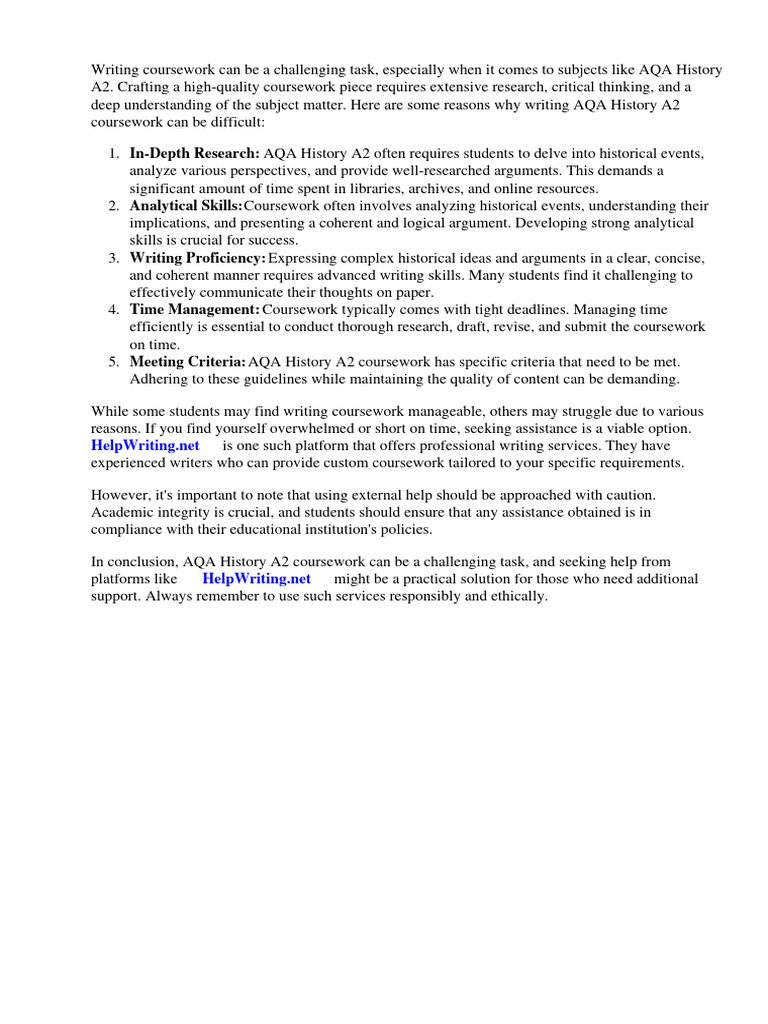 Aqa History A2 Coursework Exemplar | PDF | Facebook | Linked In