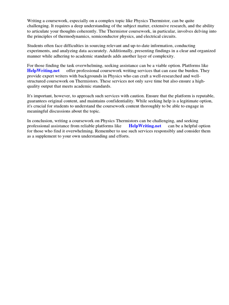 Physics Thermistor Coursework Guide | PDF | Electrical Resistance And Conductance | Resistor