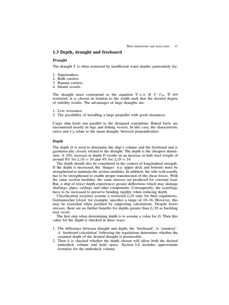 Ship Design: Draught, Depth, and Freeboard | PDF | Ships | Deck (Ship)