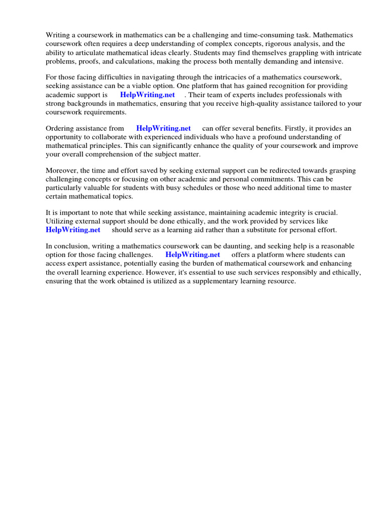 Mathematics Coursework Help | PDF | Mathematics | Expert