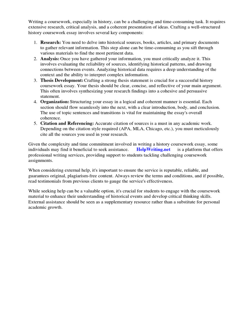 History Coursework Essay Structure | PDF | Critical Thinking | Citation