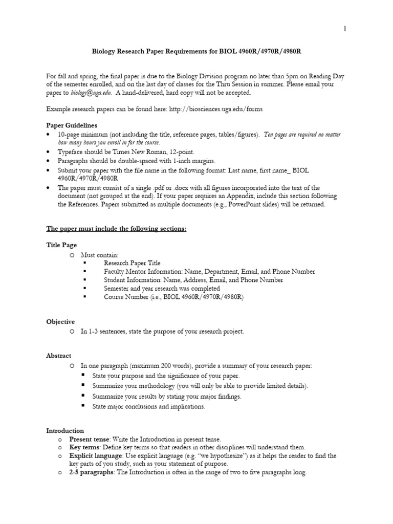 BIOL 49X0R Research Guidelines | Download Free PDF | Citation | Hypothesis